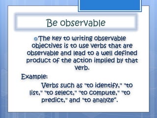 the characteristics of a well-written and useful instructional ...