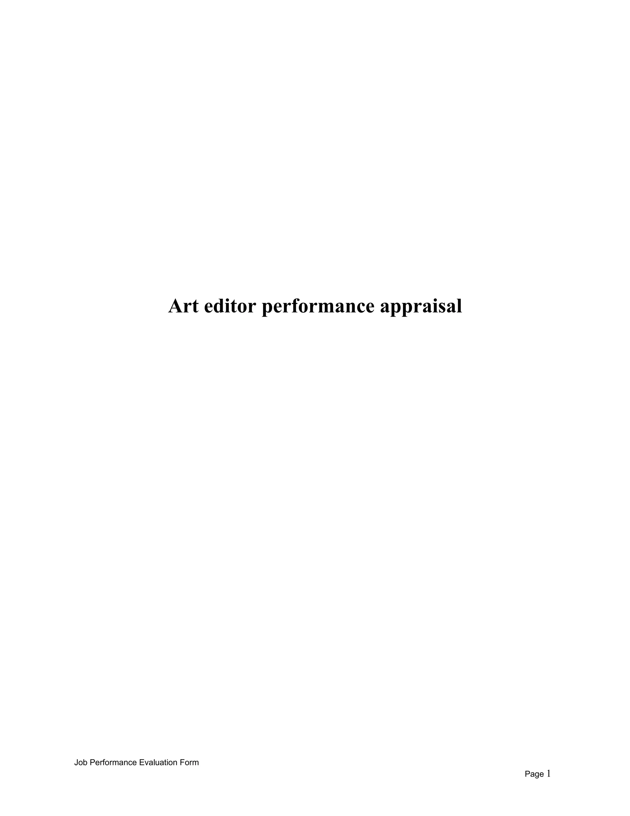 Art editor performance appraisal | PDF
