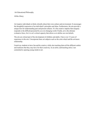 Art Educational Philosophy | RTF