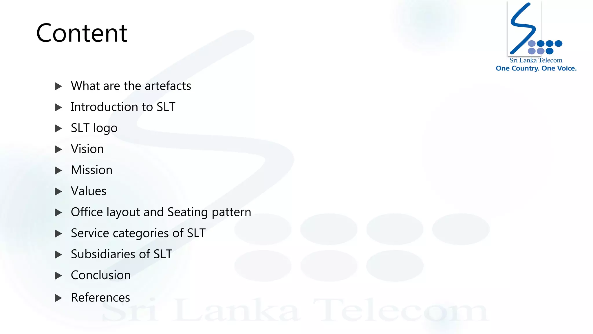 Artefacts of SLT | PPTX | Telecommunications Industry | Industries