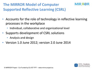 Tool support for reflection in the workplace in the context of reflective learning cycles | PPTX ...