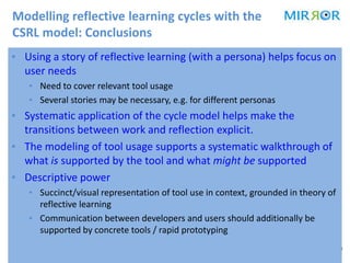 Tool support for reflection in the workplace in the context of ...