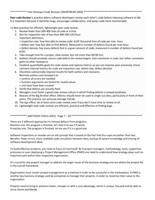 Reading Summary - Business Modeling + Peer Code Review + SW Inspections | PDF