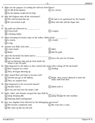 Artemis Fowl chapter 8-9 | PDF