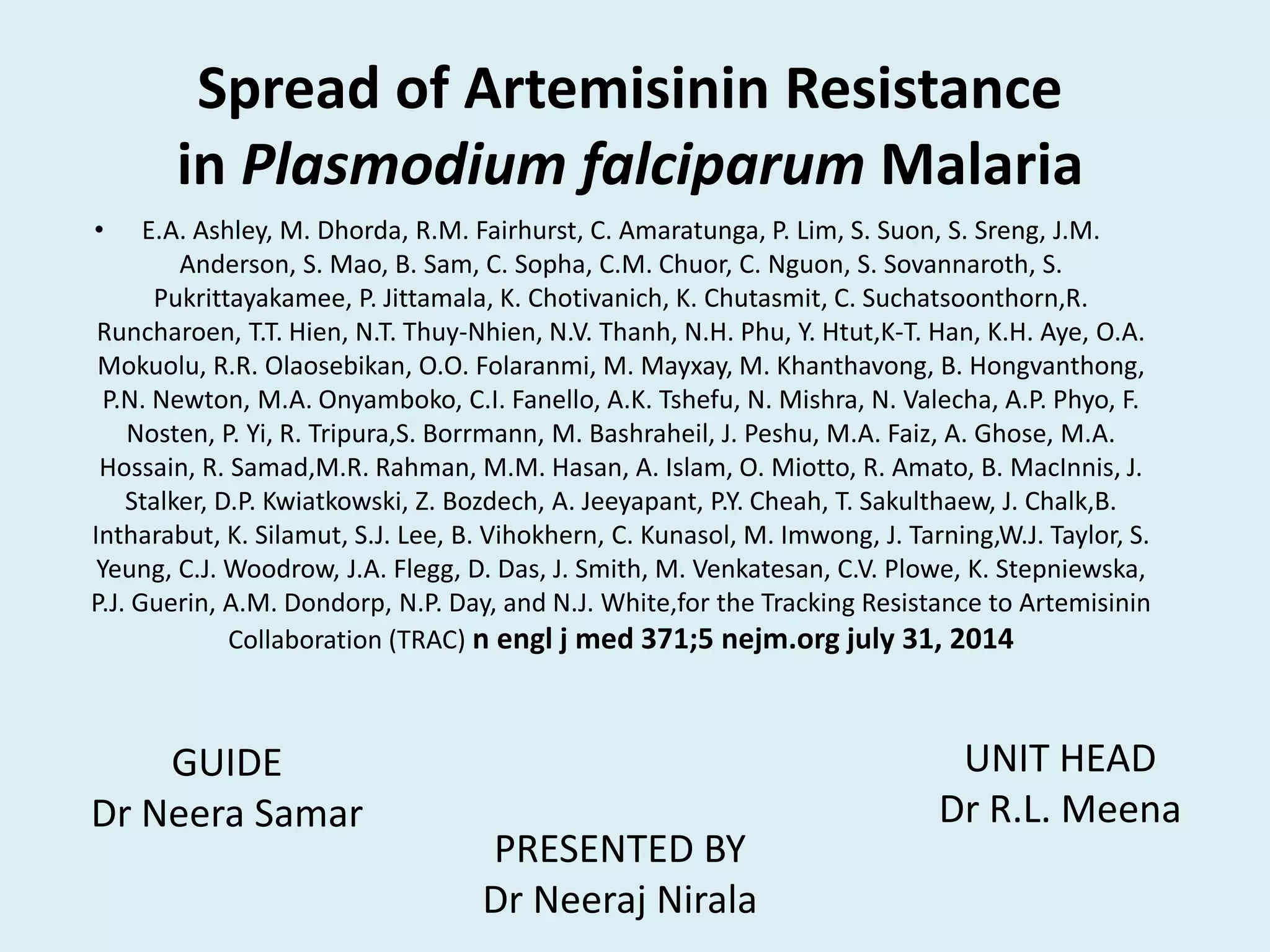 journal :Artemisinin resistance in se asia | PPTX