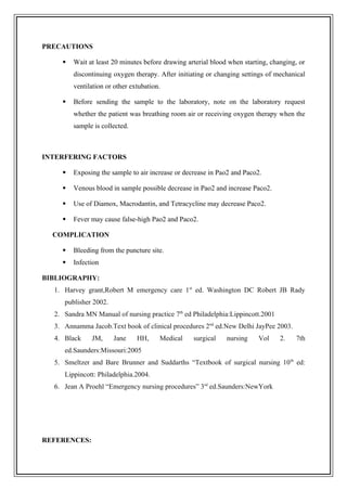 ARTERIAL BLOOD GAS [ABG] ANALYSIS PURPOSES, PROCEDURES | DOCX