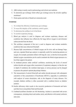 ARTERIAL BLOOD GAS [ABG] ANALYSIS PURPOSES, PROCEDURES | DOCX