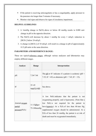 ARTERIAL BLOOD GAS [ABG] ANALYSIS PURPOSES, PROCEDURES | PDF
