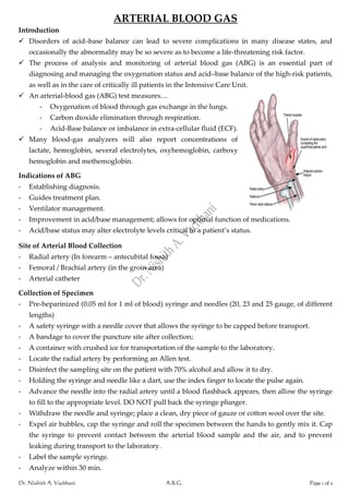 Arterial Blood Gas Analysis | PDF