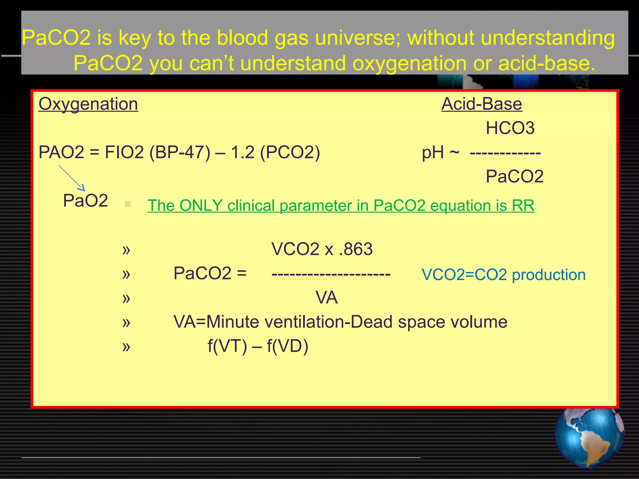 Arterial blood gas analysis assesment of oxygenation ventilation and ...
