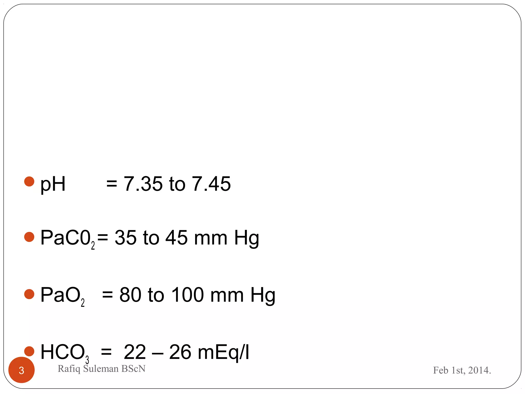 Arterial blood gases Rafiq Suleman BScN (Post RN) | PPT
