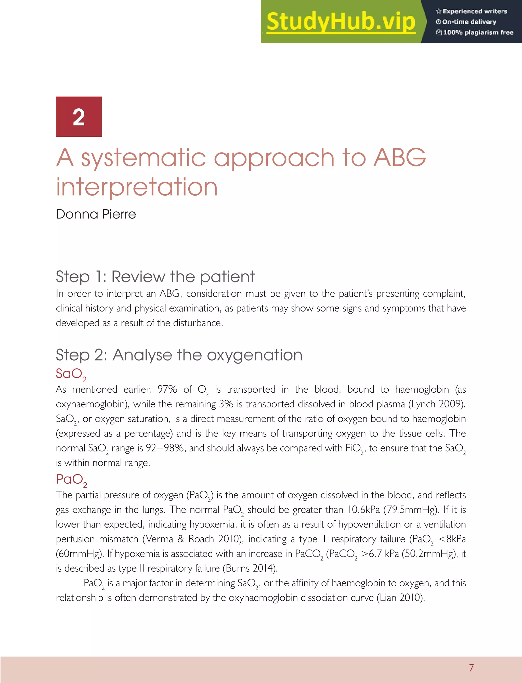 Arterial Blood Gas Interpretation A Case Study Approach | PDF