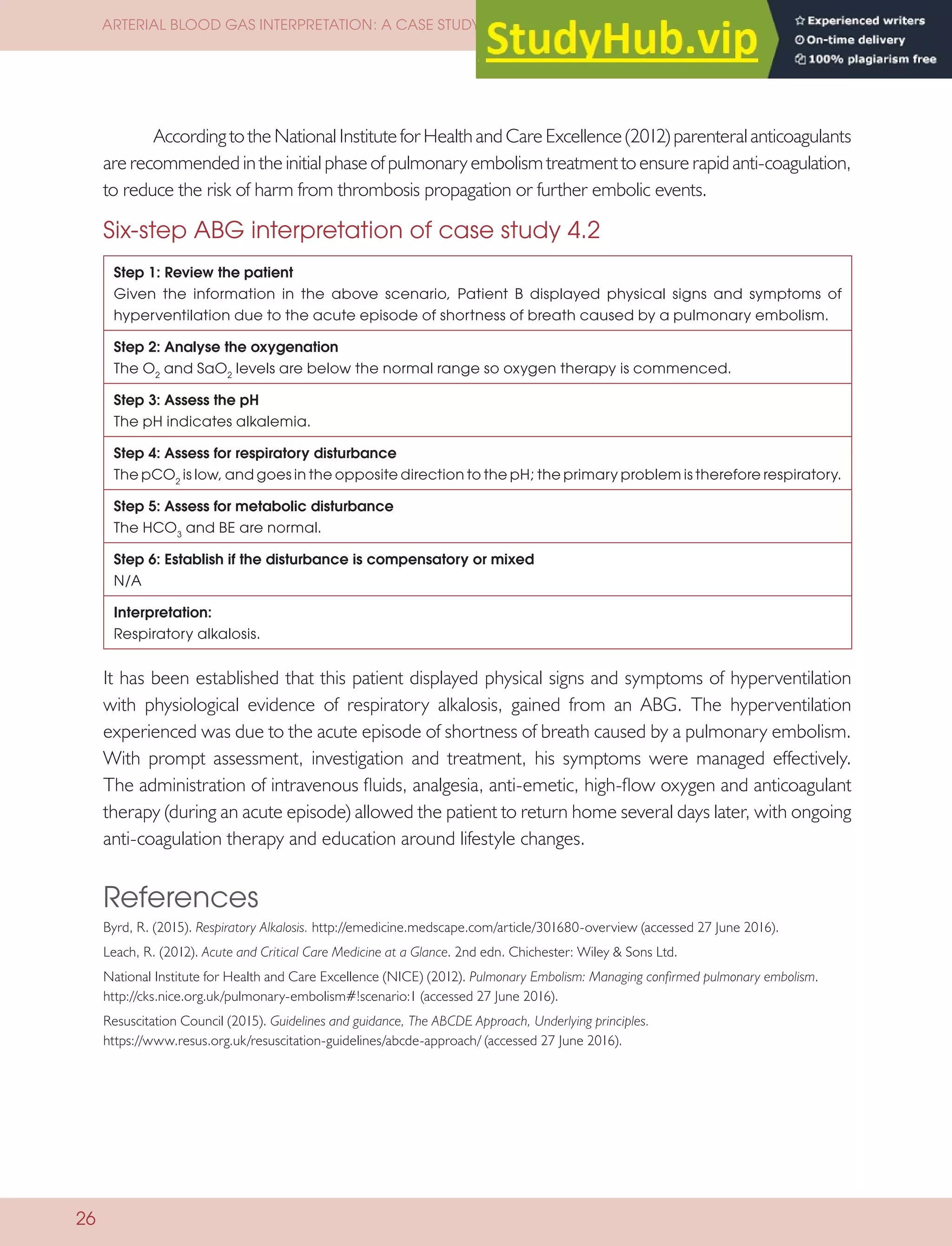 Arterial Blood Gas Interpretation A Case Study Approach | PDF