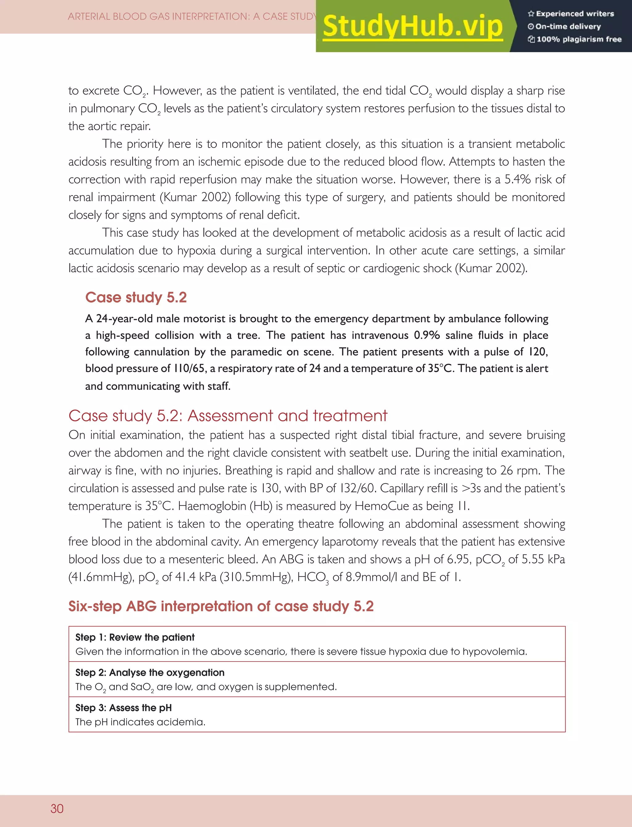 Arterial Blood Gas Interpretation A Case Study Approach | PDF