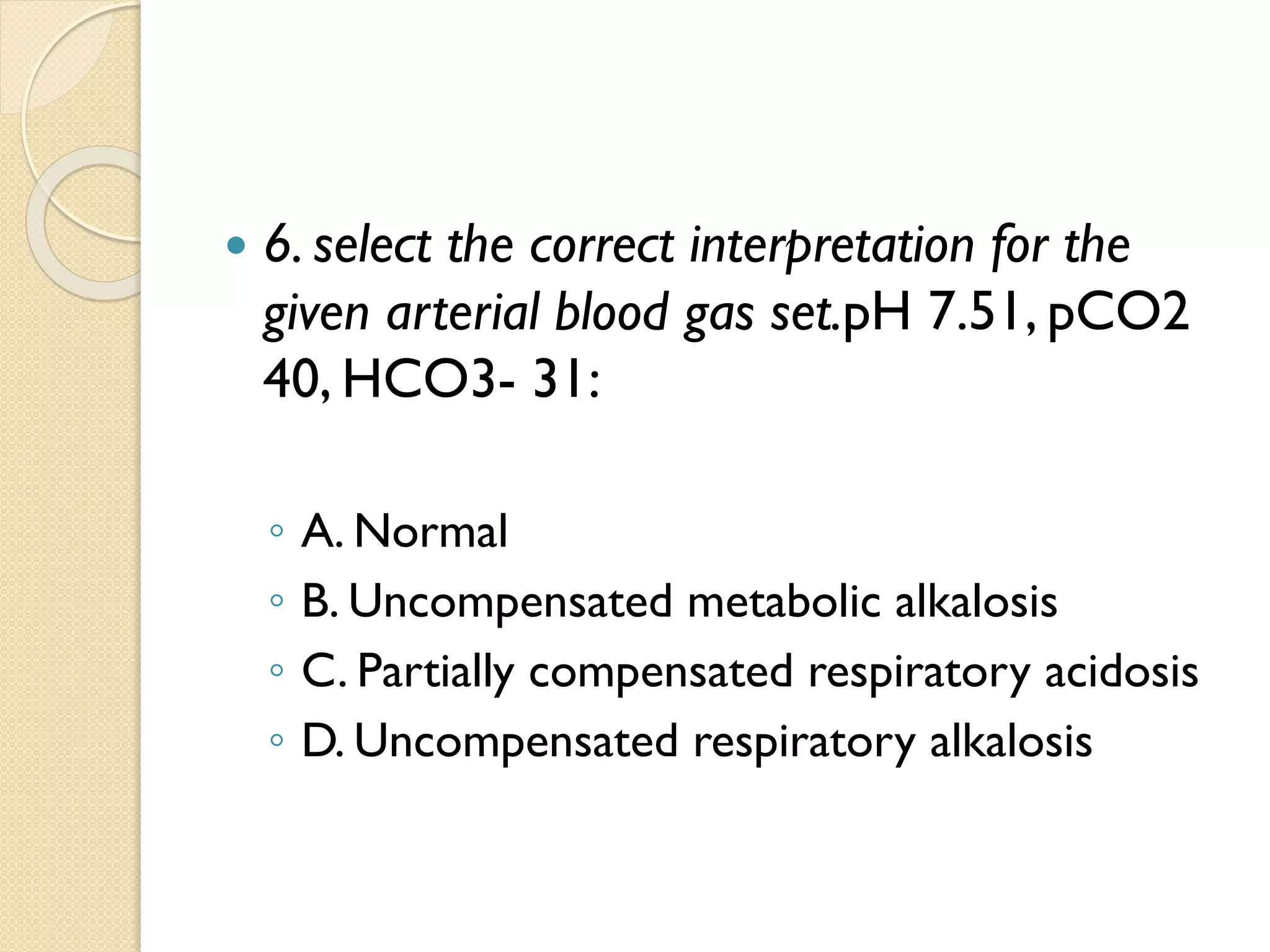 Arterial blood gas quiz | PDF