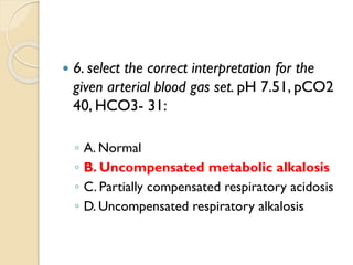 Arterial blood gas quiz | PDF