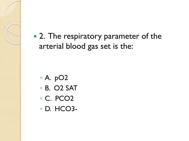 Arterial blood gas quiz | PDF | Blood Disorders | Diseases and Conditions