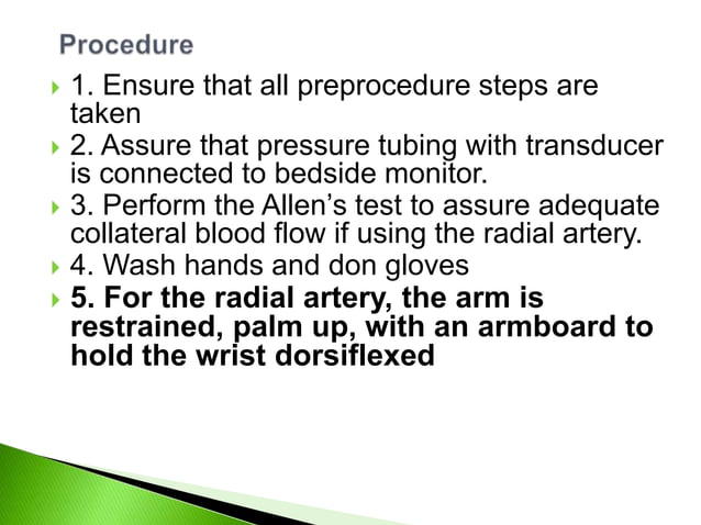 Arterial line insertion | PPTX | First Aid | Injuries