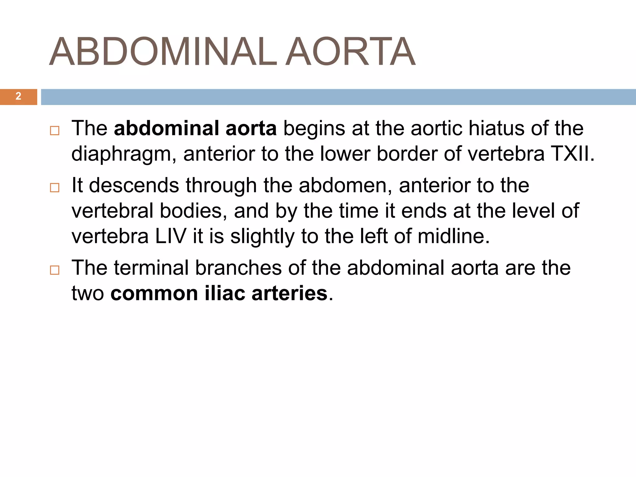 Arterialsupplyoftheabdomen aorta- | PPTX