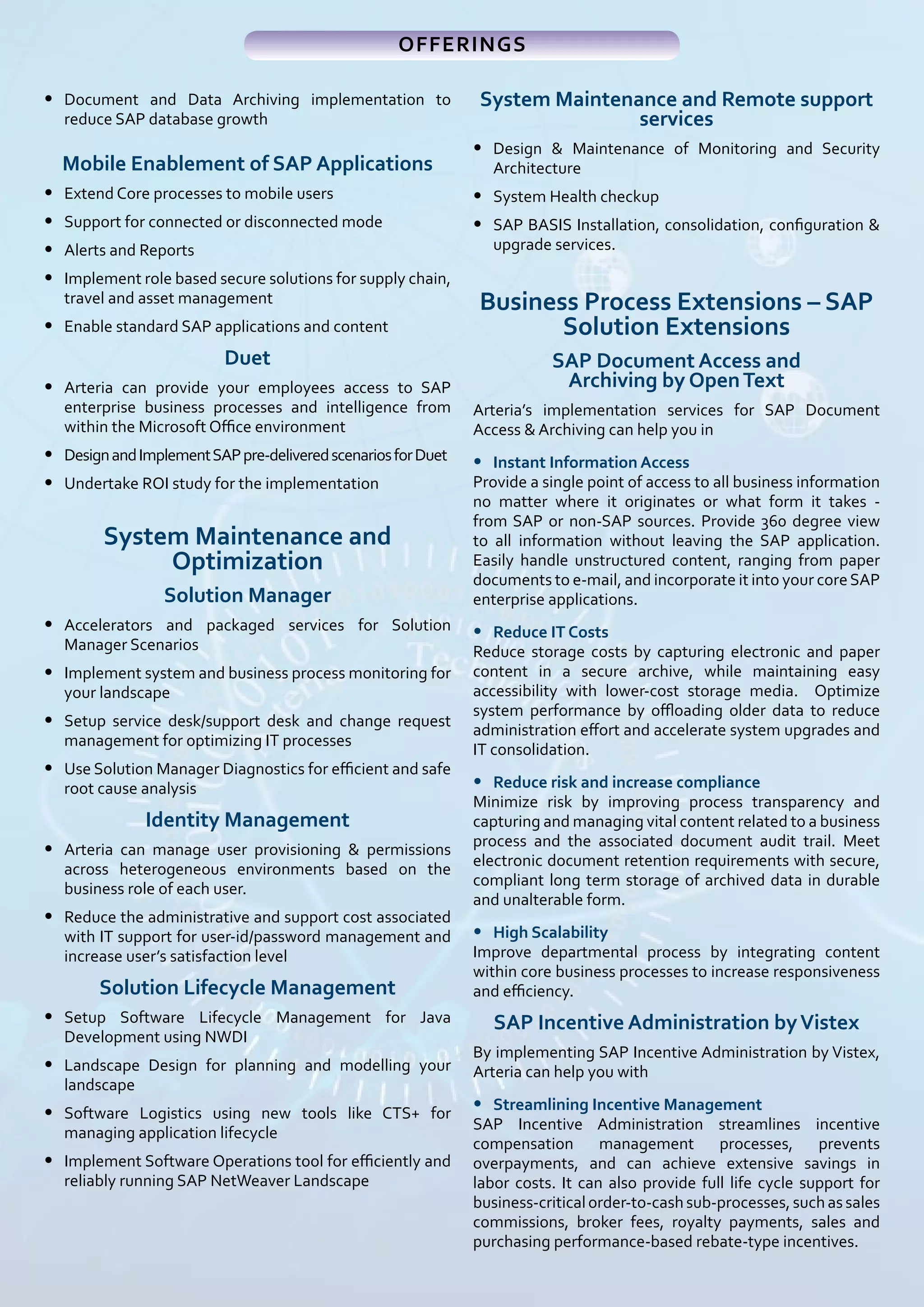 Arteria Services Brochure | PDF