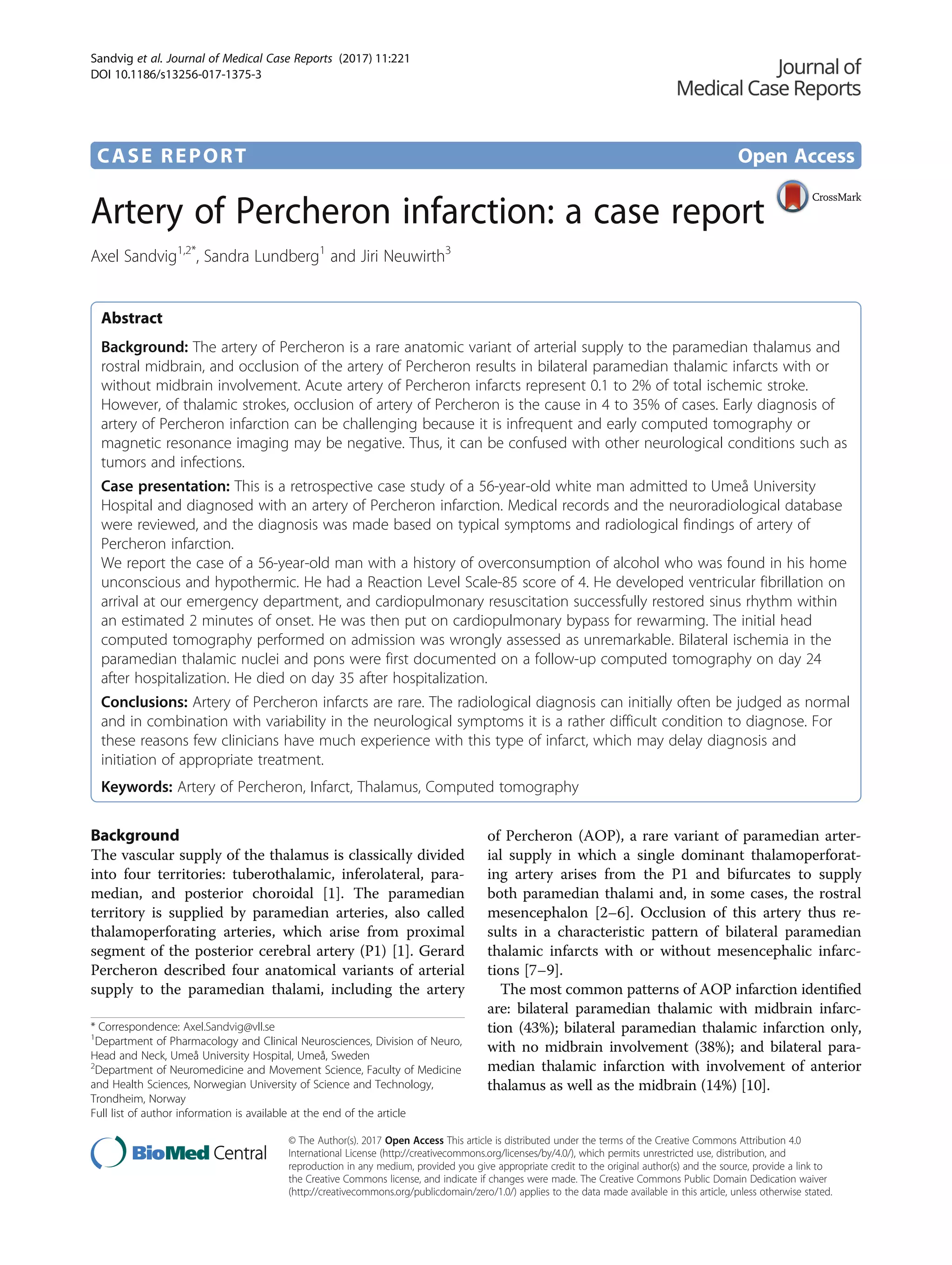 Artery of percheron infarct | PDF