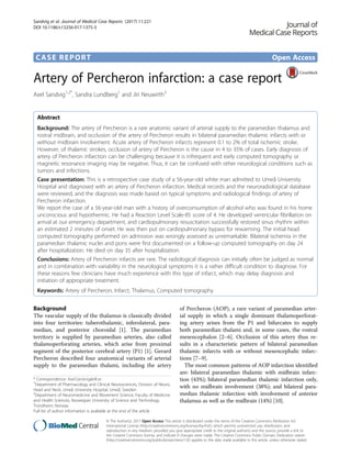 Artery of percheron infarct | PDF