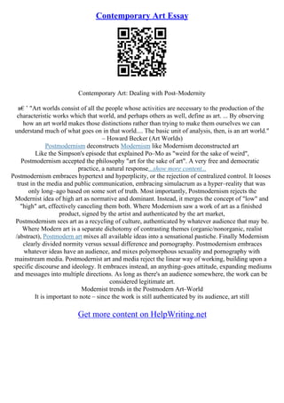 Art Essay Examples | PDF