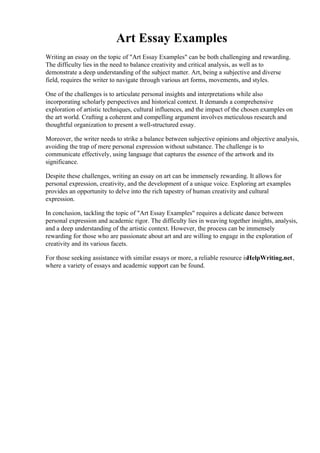 Art Essay Examples. 30 College Essay Examples MS Word, PDF Examples | PDF