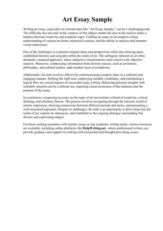 Art Essay Sample. Example Of Art Critique Essay / The 10 Essays That ...