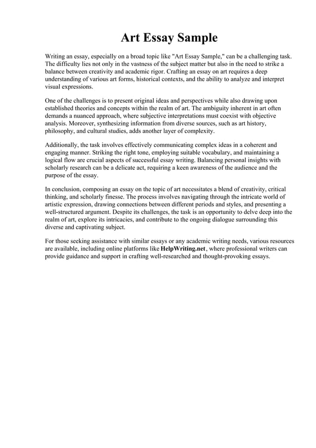 Art Essay Sample. Example Of Art Critique Essay / The 10 Essays That ...