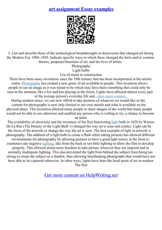 Art Essays Examples | PDF | Painting | Arts and Crafts