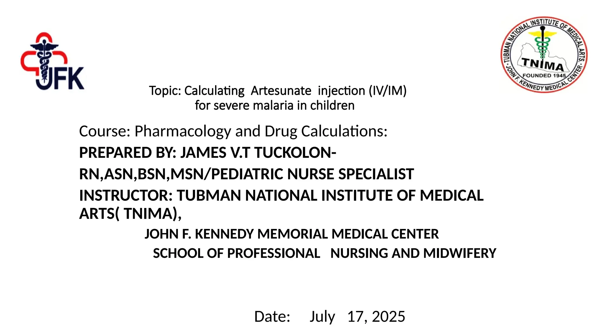 Calculating Artesunate injection IV/IM for Severe malaria in children ...