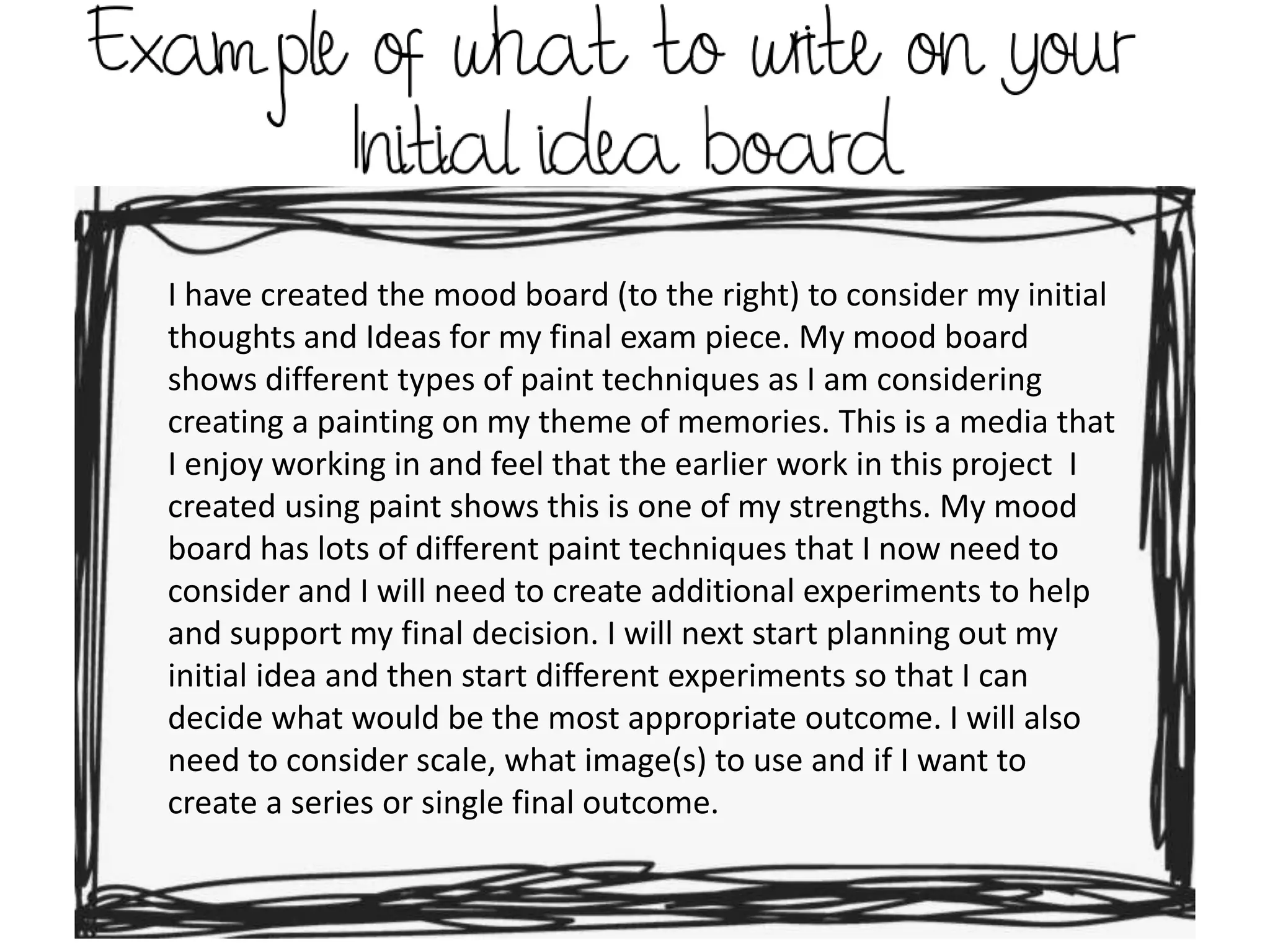 Art exam project example and guide through the boards | PPTX