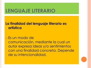 Arte y literatura. lenguaje literario y no literario. discurso ...