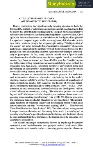 Artful Discussion John Dewey S Classroom As A Model Of Deliberative Association | PDF