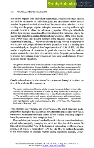 Artful Discussion John Dewey S Classroom As A Model Of Deliberative Association | PDF