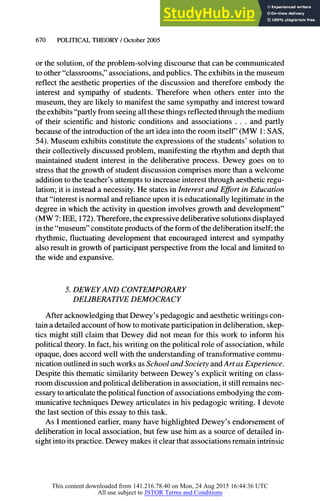 Artful Discussion John Dewey S Classroom As A Model Of Deliberative Association | PDF