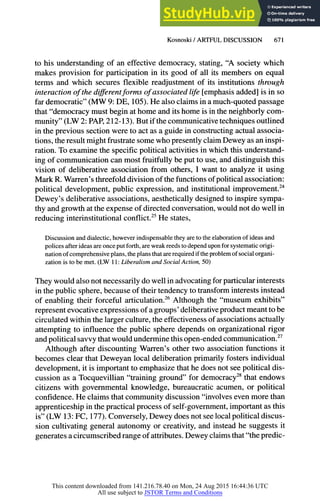 Artful Discussion John Dewey S Classroom As A Model Of Deliberative Association | PDF