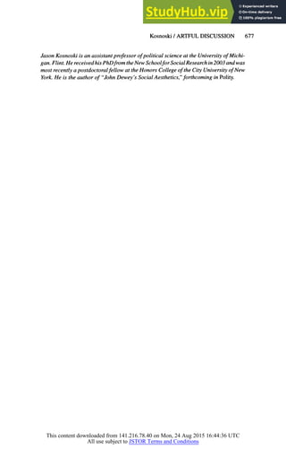 Artful Discussion John Dewey S Classroom As A Model Of Deliberative Association | PDF