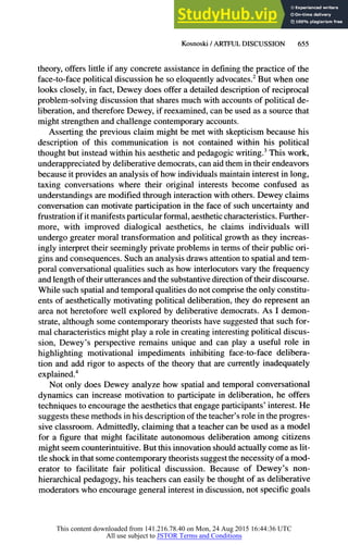 Artful Discussion John Dewey S Classroom As A Model Of Deliberative Association | PDF