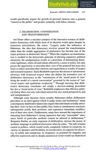 Artful Discussion John Dewey S Classroom As A Model Of Deliberative Association | PDF