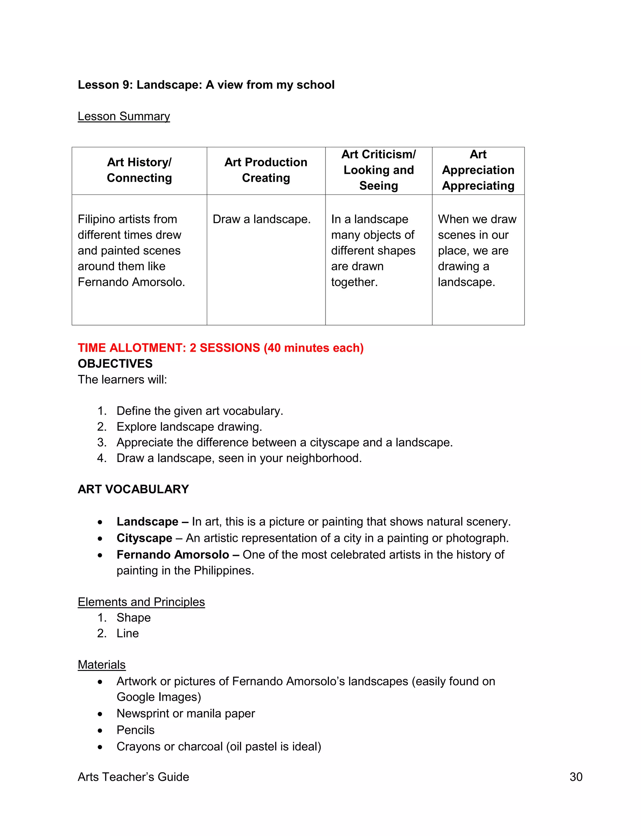 Art gr.1 teacher's guide (q1&2) | PDF