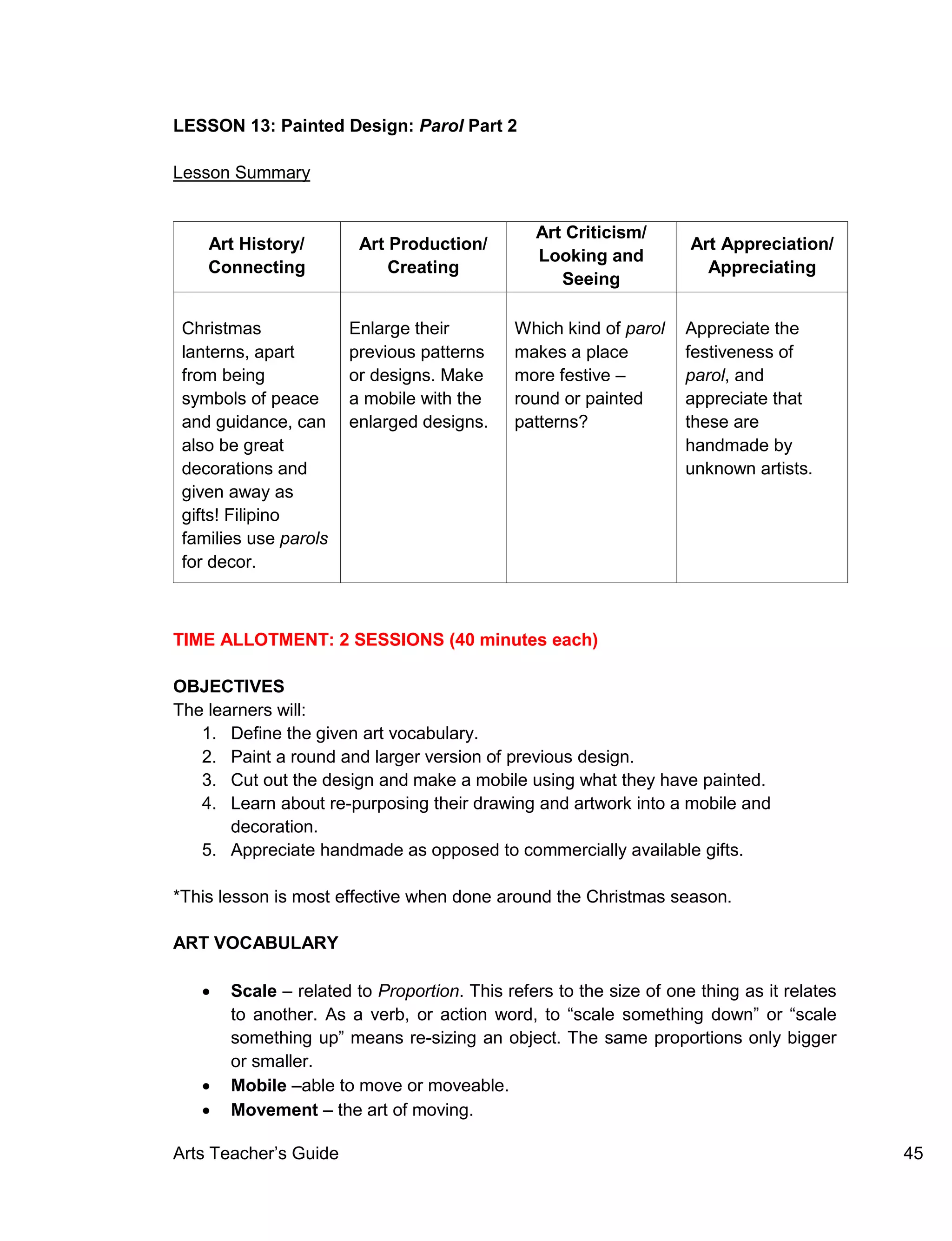 Art gr.1 teacher's guide (q1&2) | PDF
