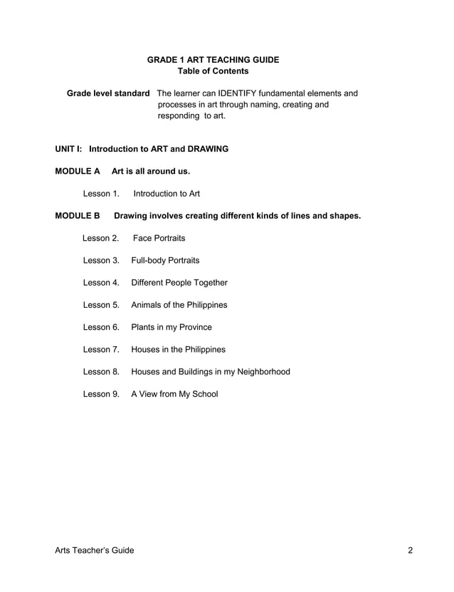 Art gr.1 teacher's guide (q1&2) | PDF