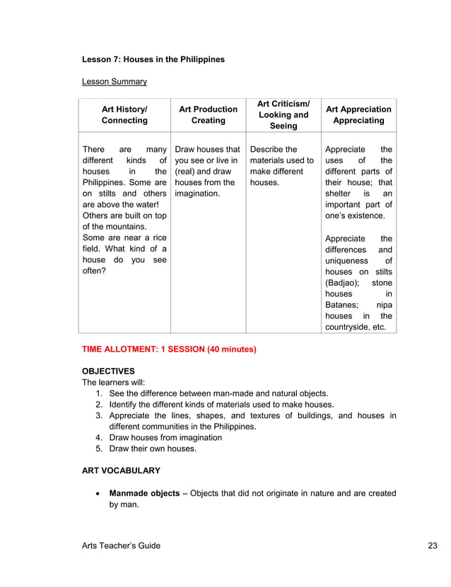 Art gr.1 teacher's guide (q1&2) | PDF