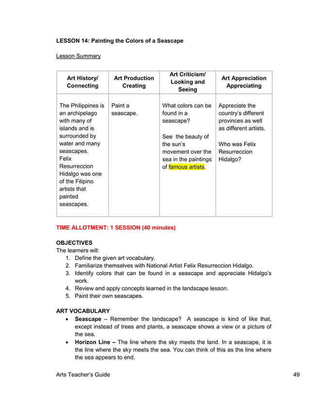 Art gr.1 teacher's guide (q1&2) | PDF