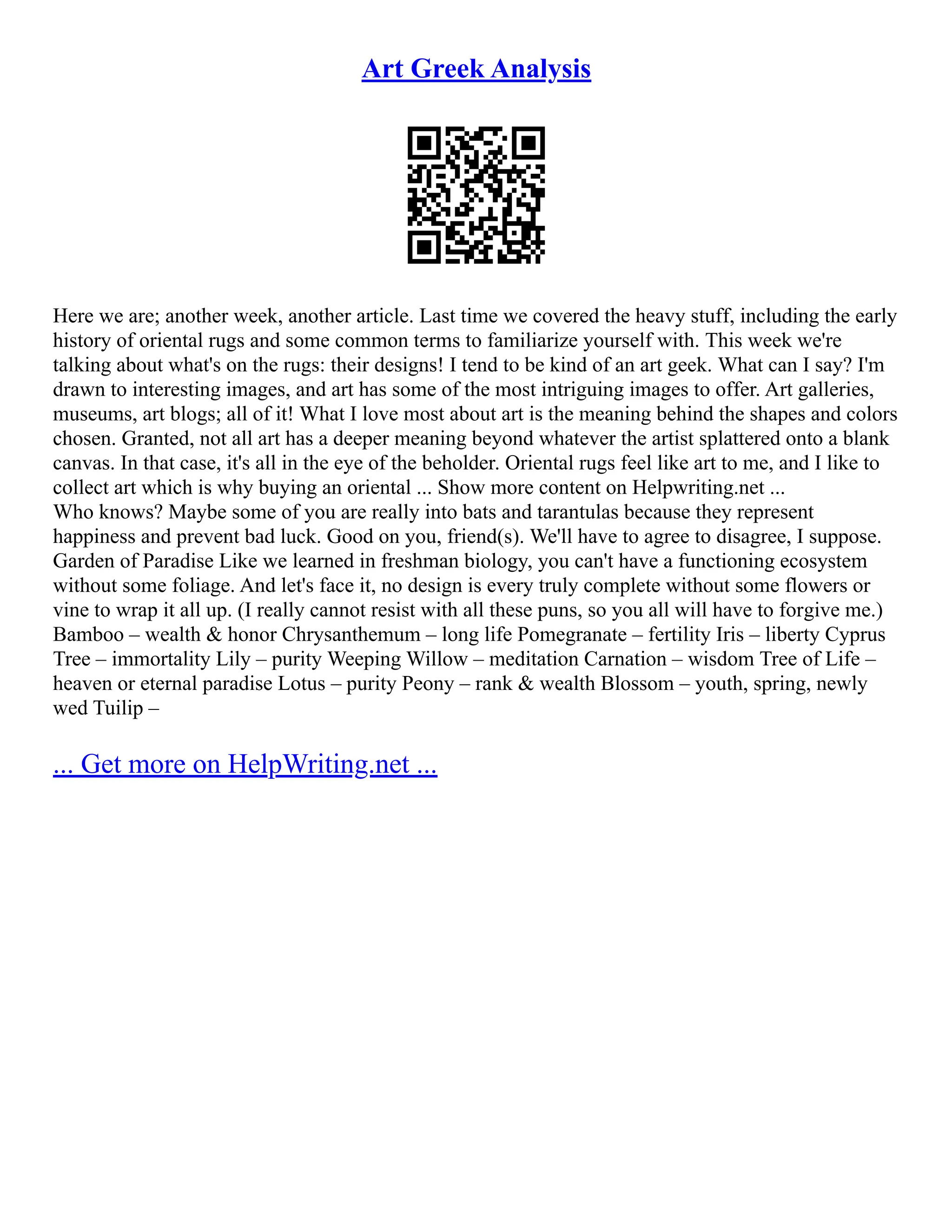 Art Greek Analysis | PDF