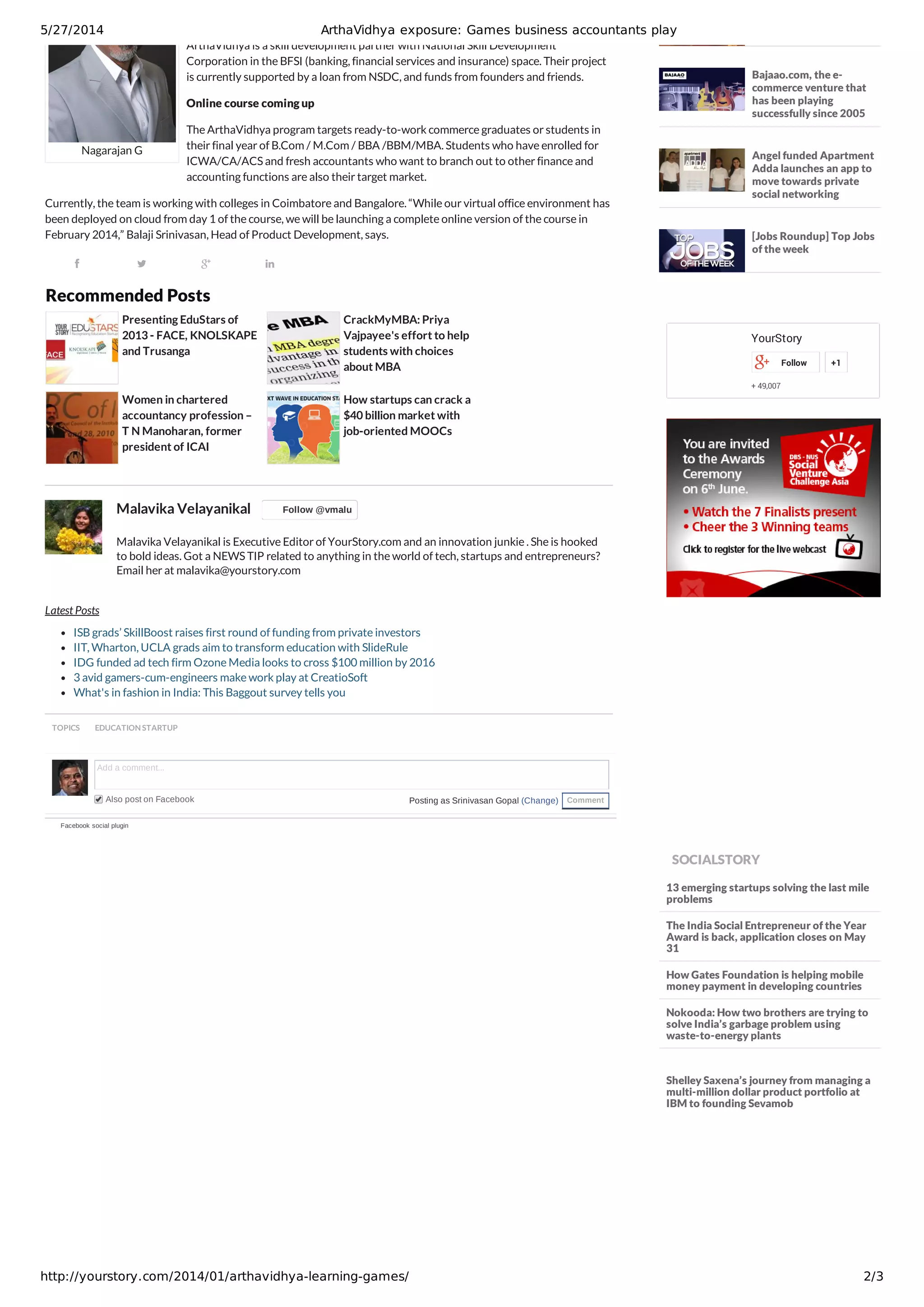 ArthaVidhya in yourstory | PDF