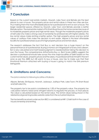 ArthaYantra Buy vs. Rent Score (ABRS)-Kolkata | PDF