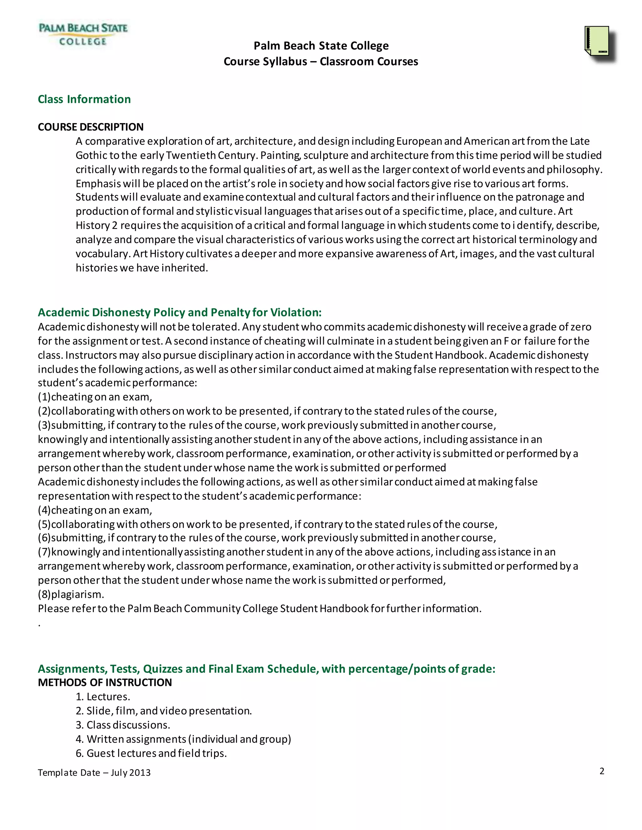 Art History 2 Syllabus | DOCX